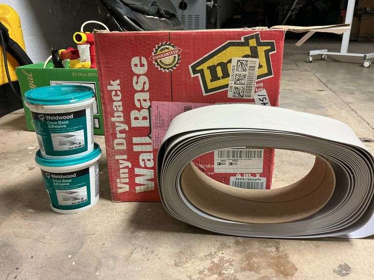 Vinyl Dryback Wall Base 4inx60inx60ft Roll, 2- Weldwood Cove Base ...