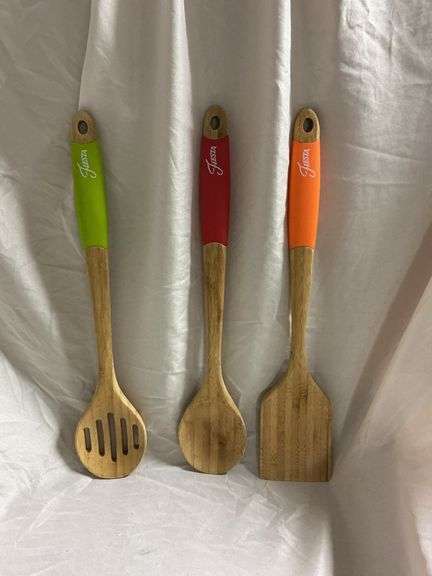 Fiesta 2- wooden spoons, 1- wooden spatula - Brian Burke Auctions