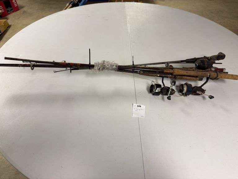 5 fishing rods and 5 reels, - Brian Burke Auctions