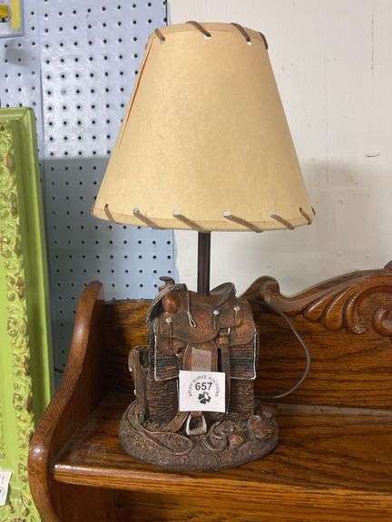 Vintage Style Western Lamp Saddle - Brian Burke Auctions