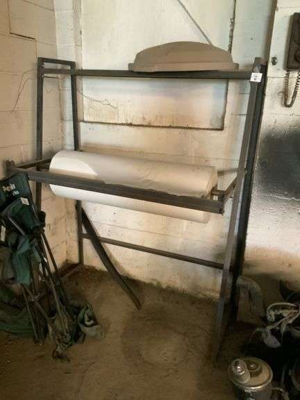 Metal Paper Holder with Roll of White Painters Paper - Brian Burke Auctions
