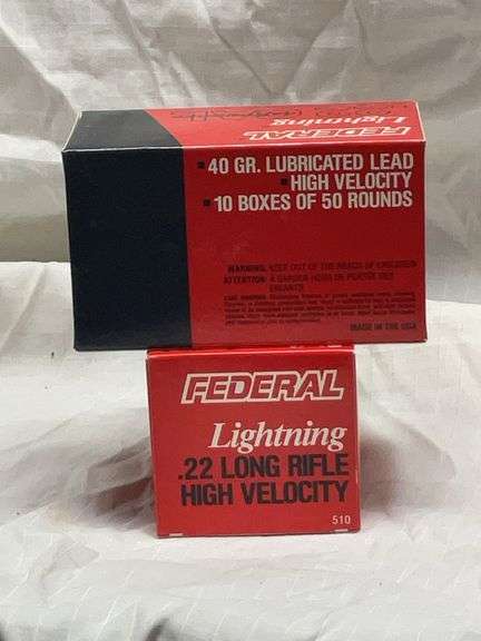 Two bricks of federal lightning 22LR ammo, 500 rounds of ammo per brick ...