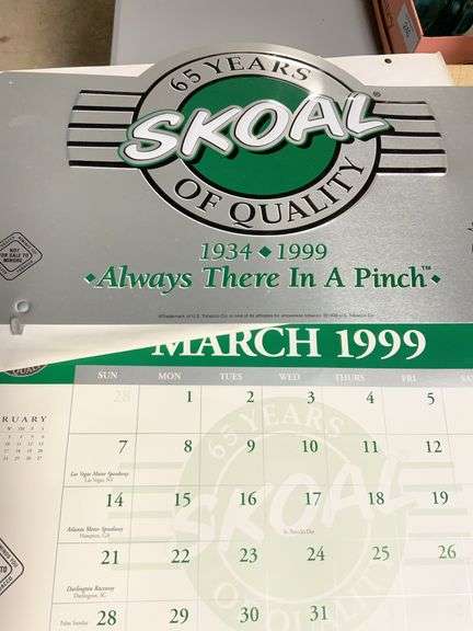 Metal Skoal Anniversary Sign and Calendar, 1999 - Brian Burke Auctions