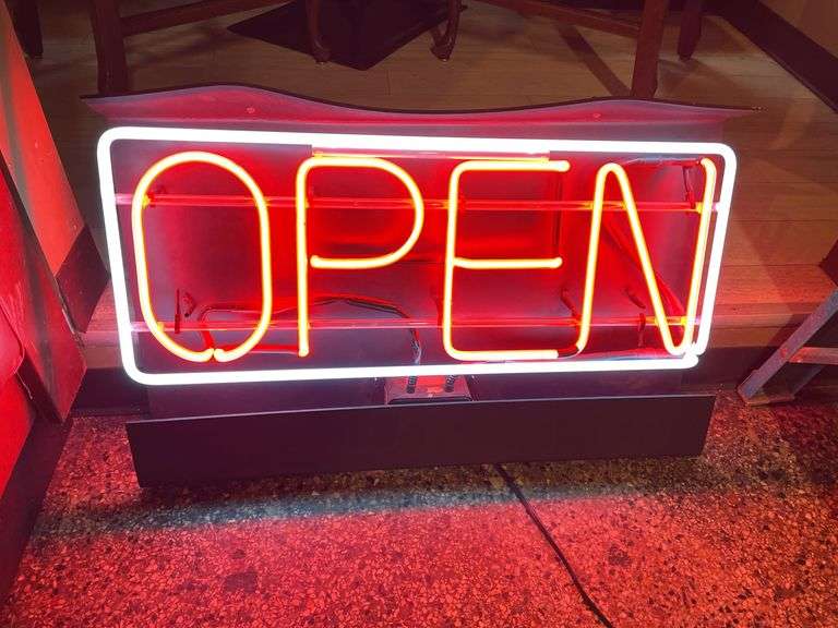 34 inch wide by 22 inch tall open neon sign - ByceAUCTION LTD. Ohio ...