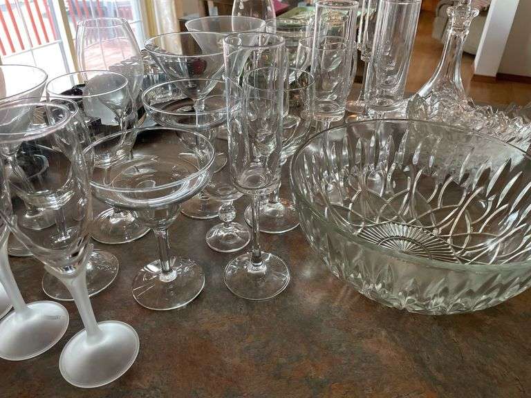 Stemware with some crystal lot. In Kitchen. - ByceAUCTION LTD. Ohio License #2006000019
