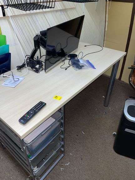 container store office desk and includes monitor with monitor, stand ...