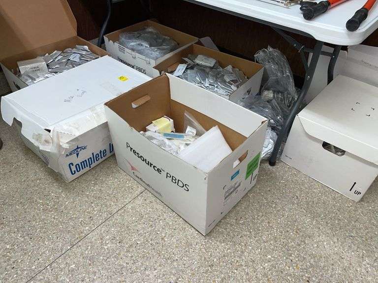 Large lot of medical supply includes vinyl, braided, suture, wound ...