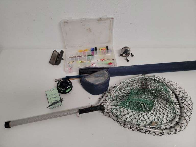 Fishing Reel and Case, 2) Nets, Reel, Tackle Box with Contents - Prime ...