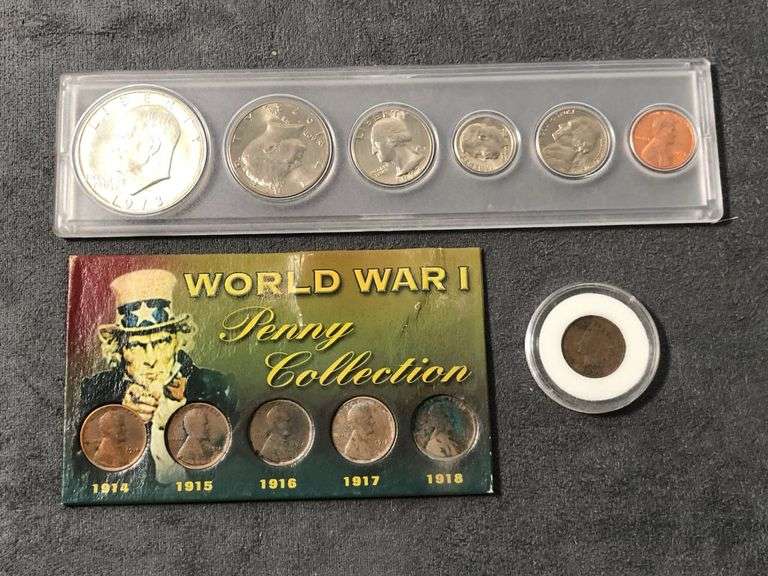 World War I Penny Collection, Indian Head Penny 1899, 1973 Coin Set ...