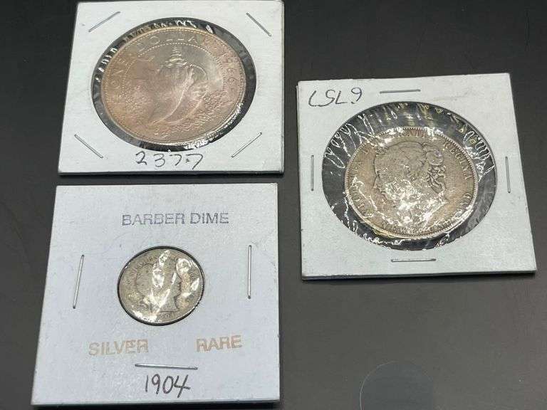 Barber Dime, Elizabeth II Bahama Islands Coin, Victoria Gratia Regina ...