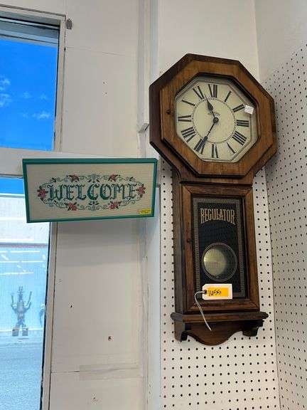 Wall Clock, Welcome Sign - Prime Time Auctions, Inc.