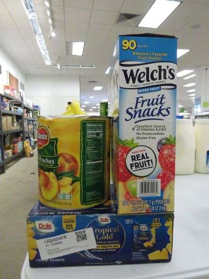 Del Monte Sliced Peaches, Dole Pineapple Chunks, Welch's Fruit Snacks ...