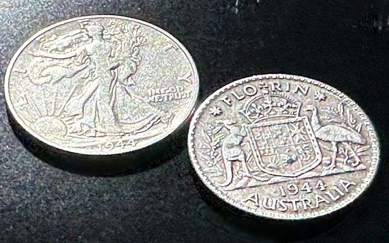 1944 Silver US and Australia Coins, Liberty / Florin - Prime Time ...