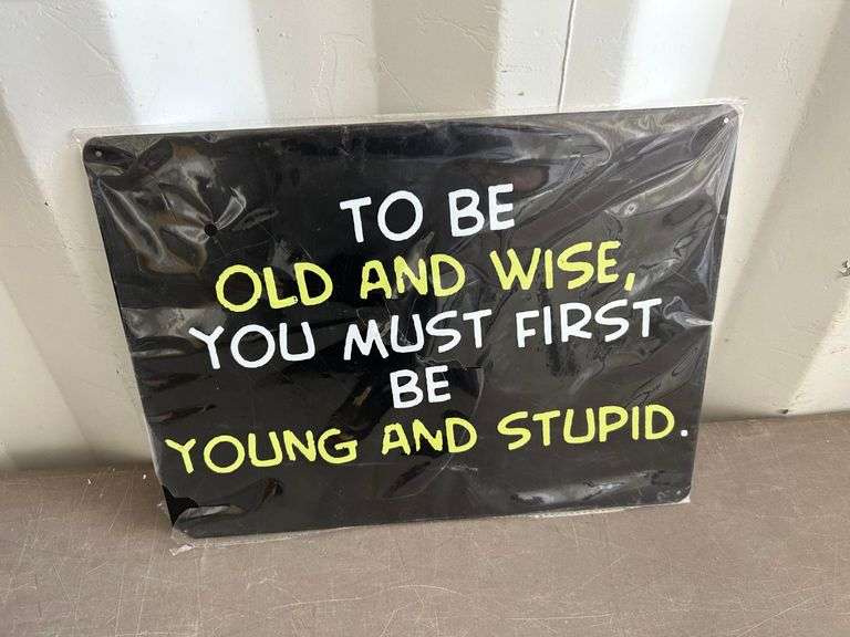 To Be Old and Wise Metal Sign - Prime Time Auctions, Inc.