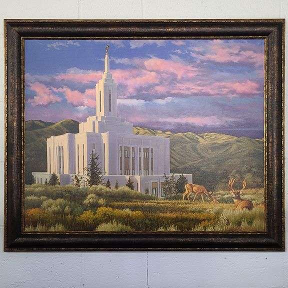 Framed Canvas Pocatello LDS Temple 24"x30" Signed By Dallen Lambson ...