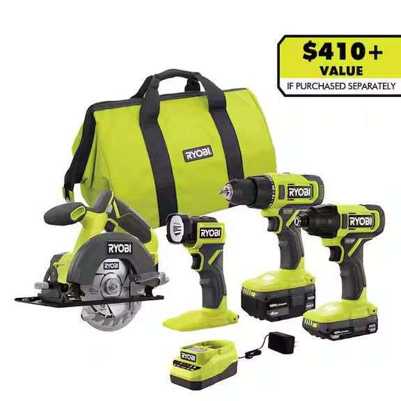Ryobi 4-Tool Combo Kit - Prime Time Auctions, Inc.