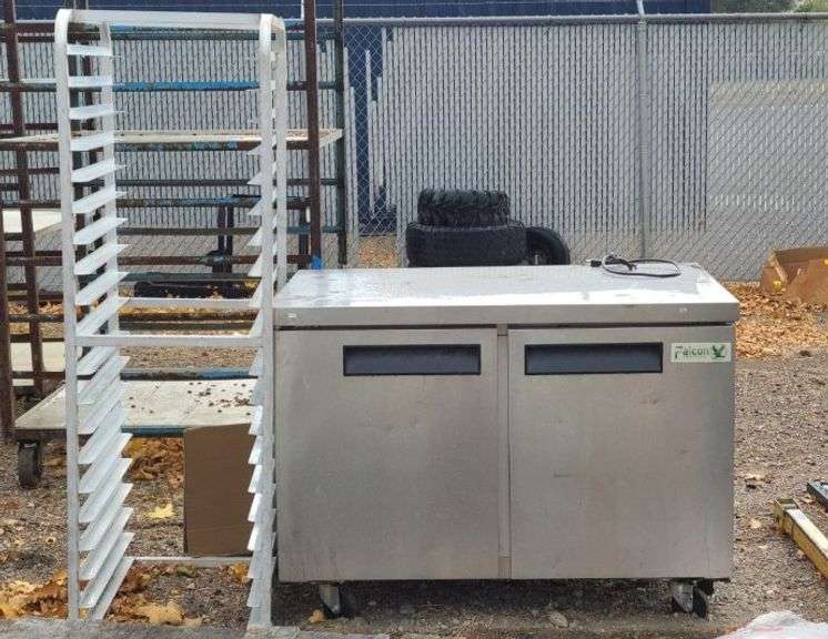 Falcon Commercial Rolling Refrigerator with Contents, Bakers Rack ...