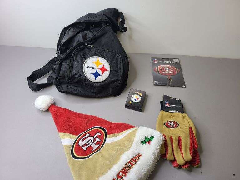 Steelers Bag and Cards, San Francisco 49ers Santa Hat, Gloves, Balloon ...