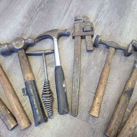 Assorted Hammers, Pipe Wrench, Welders Chipping Hammer - Prime Time ...