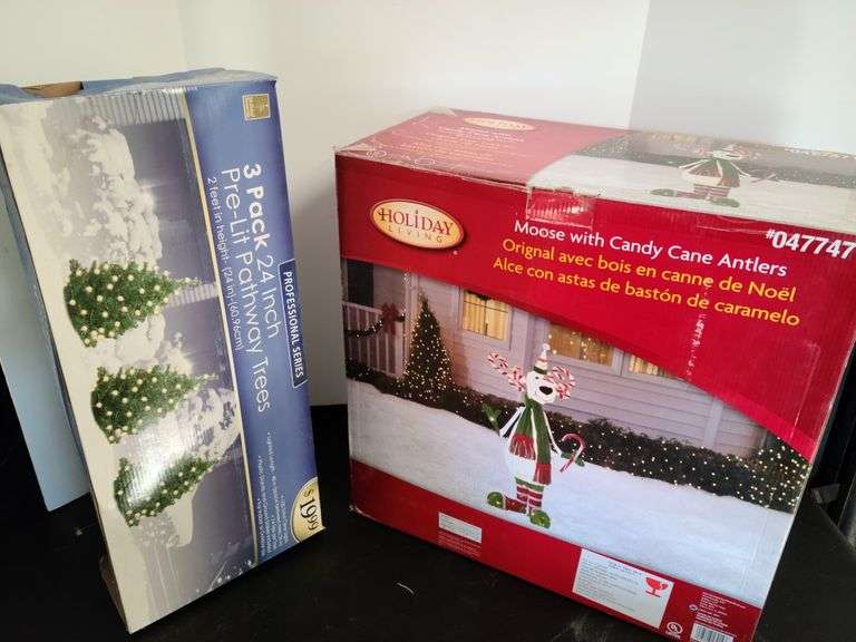 Pre-Lit Pathway Trees, Moose with Candy Cane Antlers - Prime Time ...