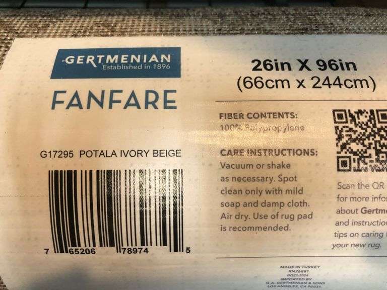 Fanfare 26" x 96" Rug Runner Ivory Beige - Prime Time Auctions, Inc.