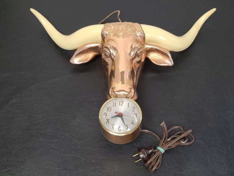 Brass Bull Wall Clock * - Prime Time Auctions, Inc.