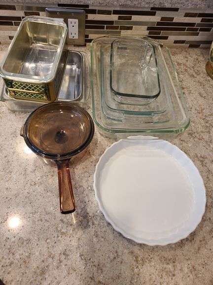 2)Square Pans, 3)Pyrex Baking Dish, Glass Loaf Pan With Cover, Quiche ...