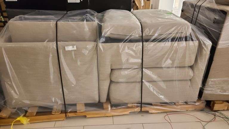 *Lindsey Modular Fabric Sofa with Storage Ottoman - Prime Time Auctions ...