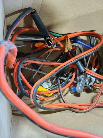 Box Of Assorted Hand Tools, Jumper Cables* - Prime Time Auctions, Inc.