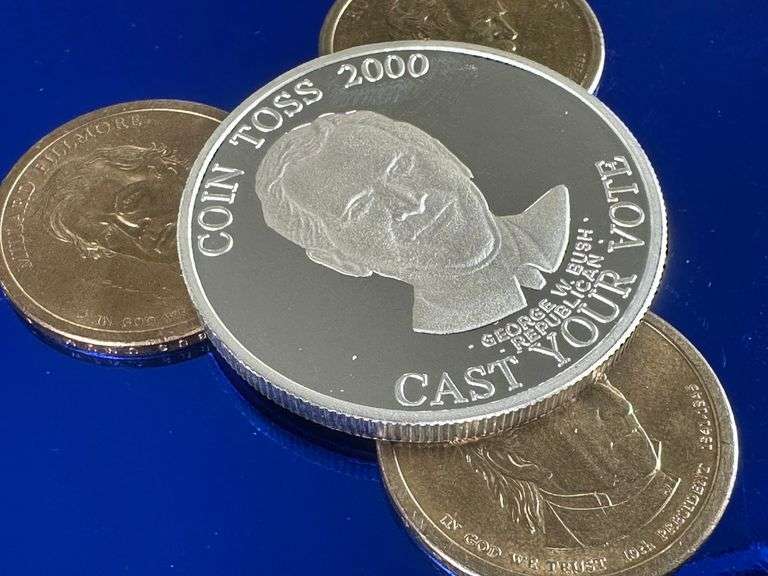 Coin Toss 2000 Fine Silver Bush vs Gore + 3 President Dollars - Prime ...