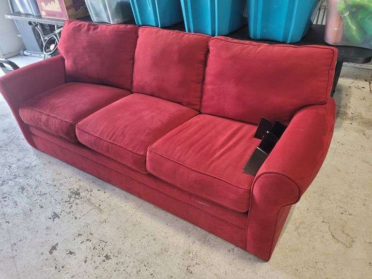 Red Fabric Hide-a-Bed Couch - Prime Time Auctions, Inc.