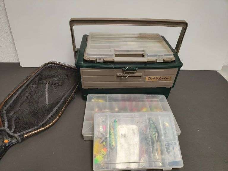Fishing Net, Tackle Box with Contents, 2) Storage Containers, Fishing Accessories - Prime Time ...