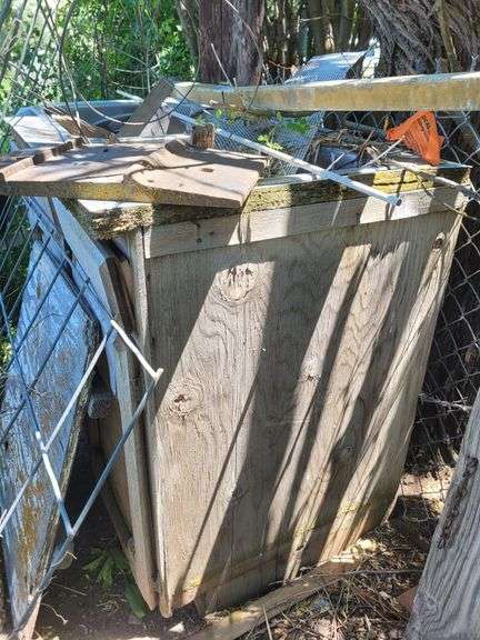 Wooden Vanity with Sink, Tomato Cages, Wheel Barrow, Fencing Panels ...