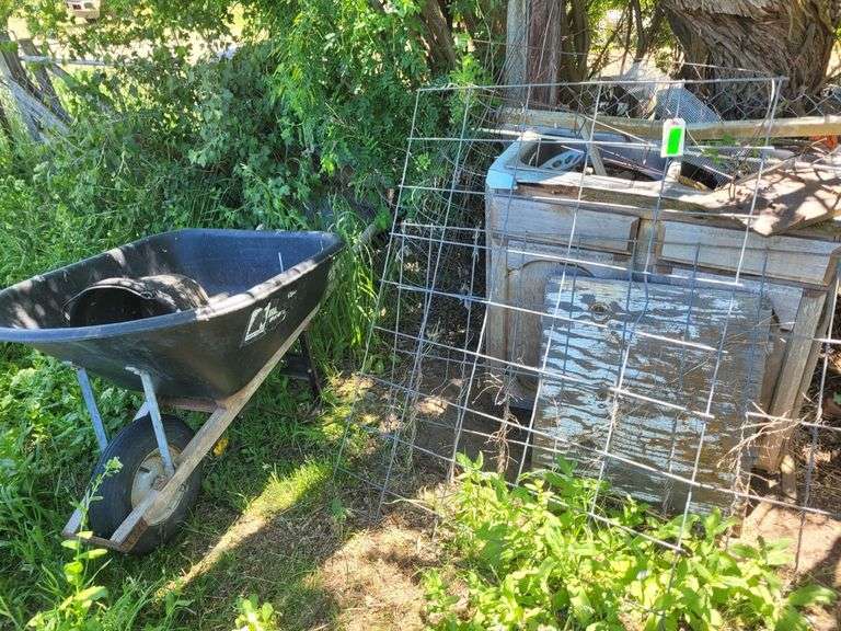 Wooden Vanity with Sink, Tomato Cages, Wheel Barrow, Fencing Panels ...