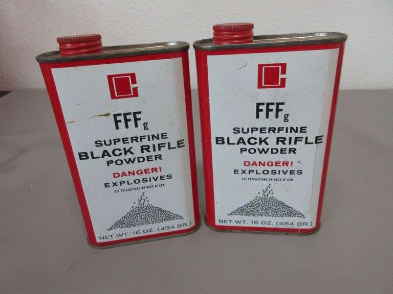 2) Cans FFFg Superfine Black Rifle Powder - Prime Time Auctions, Inc.
