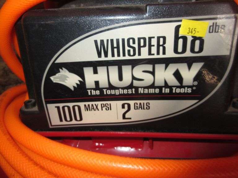 Husky Whisper 68 Air Tank with Air Hose - Prime Time Auctions, Inc.