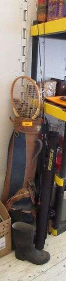 Rubber Boots, Sage Fly Rod Case, Golf Bag with Some Clubs, Tennis ...
