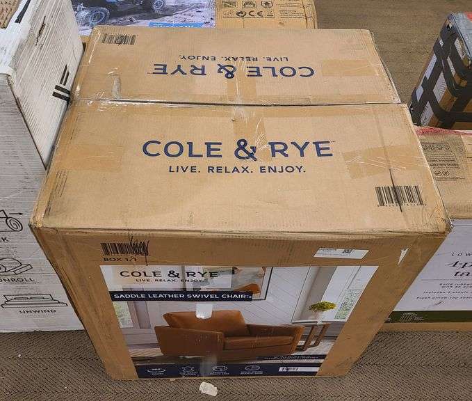 Cole and Rye Saddle Leather Swivel Chair - Prime Time Auctions, Inc.