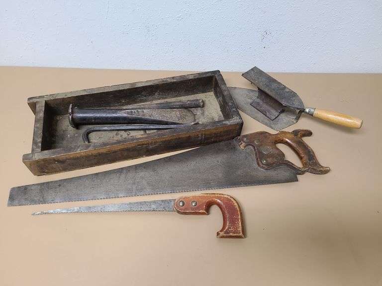 2) Saws, Anvil, Small Crowbar, Splitting Wedge - Prime Time Auctions, Inc.