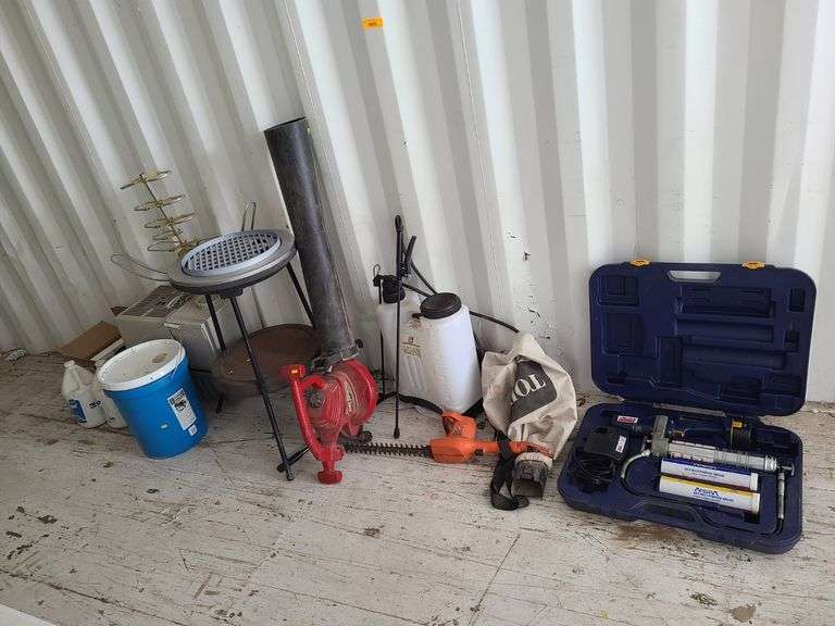 Lincoln Grease Gun, Black & Decker Hedge Trimmer, Backpack Chemical ...