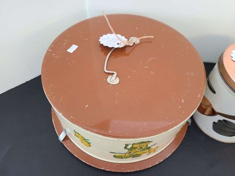 Vintage Decoware Metal Cake Saver, Vintage Weibro Atomic Metal Canister ...