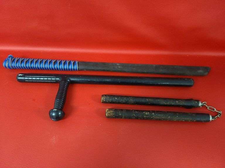 Wooden Sword, Vintage Hard Wood Nunchucks, Tactical Baton - Prime Time ...