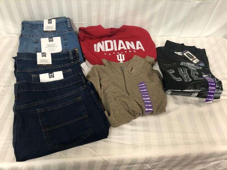 2) Straight Fit Stretch Denim 42x30, Stretch Denim 44x32, Indiana ...