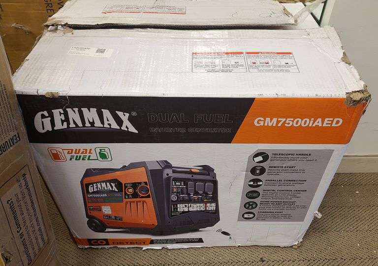 Genmax Dual Fuel Inverter Generator GM7500iAED - Prime Time Auctions, Inc.