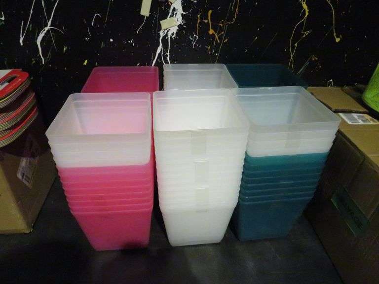 6) Stacks of Plastic Cube Storage Bins - Prime Time Auctions, Inc.