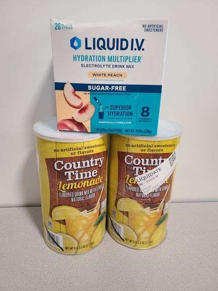 Liquid I.V., 2)Country Time Lemonade Drink Mix - Prime Time Auctions, Inc.