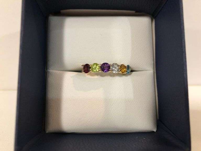 Round Cut Multi-Gemstone 0.04 CT. T.W. Diamond Ring In 14K Gold - Prime ...