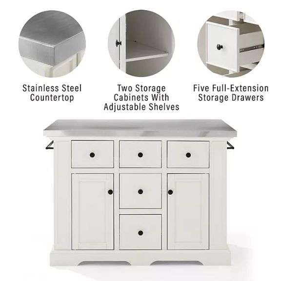Crosley Furniture Julia Stainless Steel Top Island - Prime Time ...