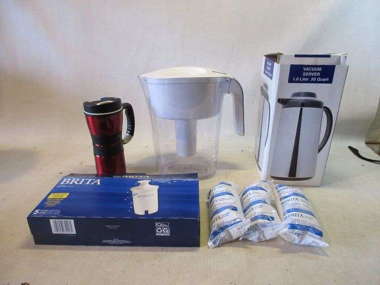 Brita Water Pitcher, Filters, Vacuum Server, Mug - Prime Time Auctions ...
