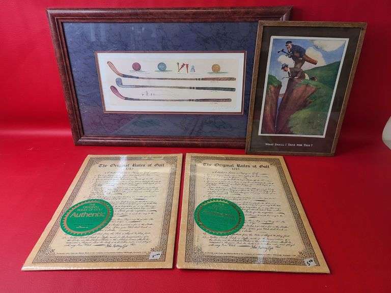 2) Framed Golf Prints, 2) 'The Original Rules of Golf' Prints - Prime ...